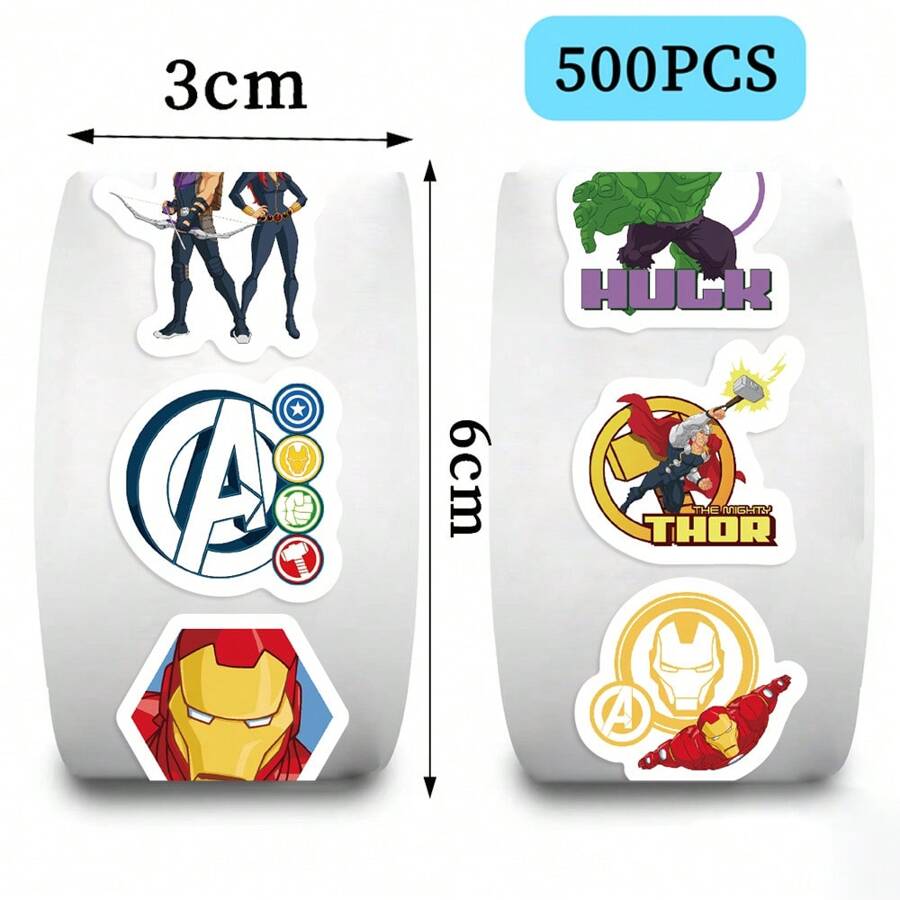 Disney 500PCS Disney The Avengers Decal Stickers Roll 10 Styles Cute ...