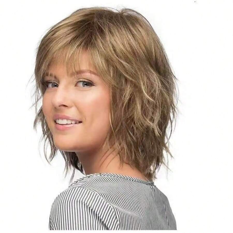 Elegant Women's Short Layered Hairstyle Bob Women's Brown Blond ...