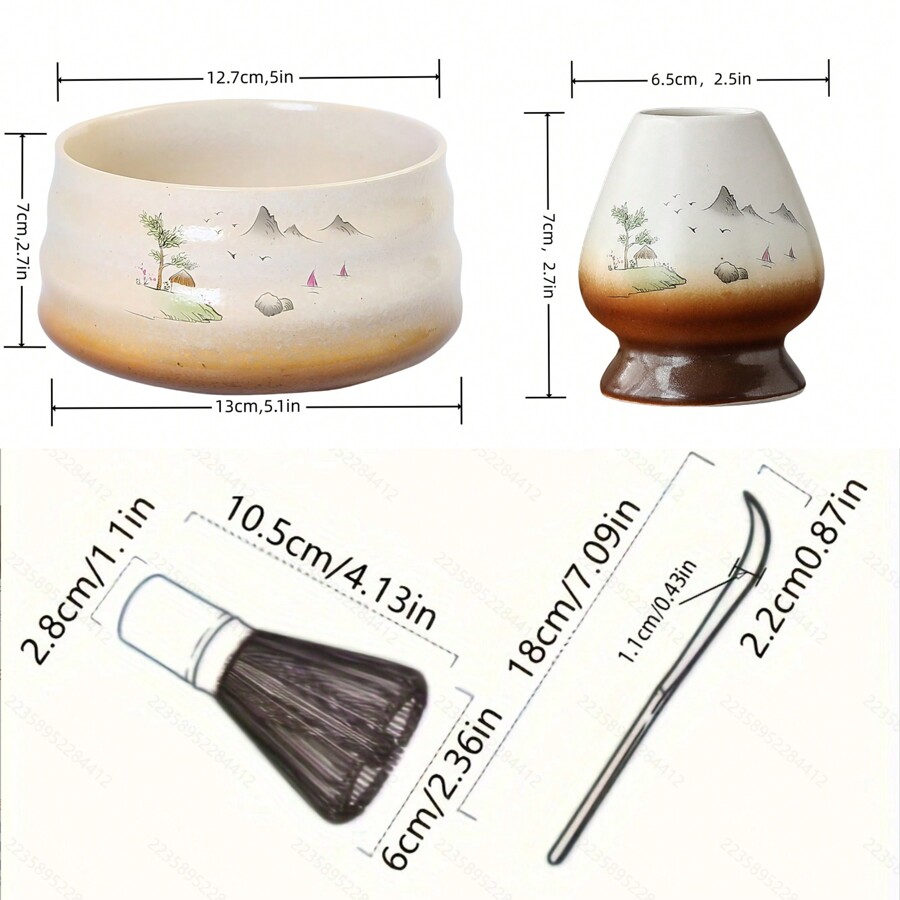 4-Piece Japanese Style Matcha Bowl Toyama Matcha Song Dynasty With ...