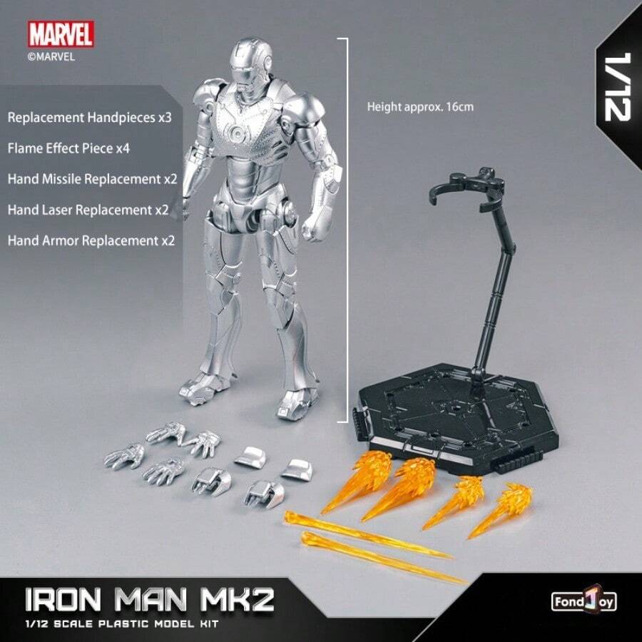Fond joy Authentic Marvel Iron Man MK2 Hand-Assembled Toy 15cm Iron Man ...