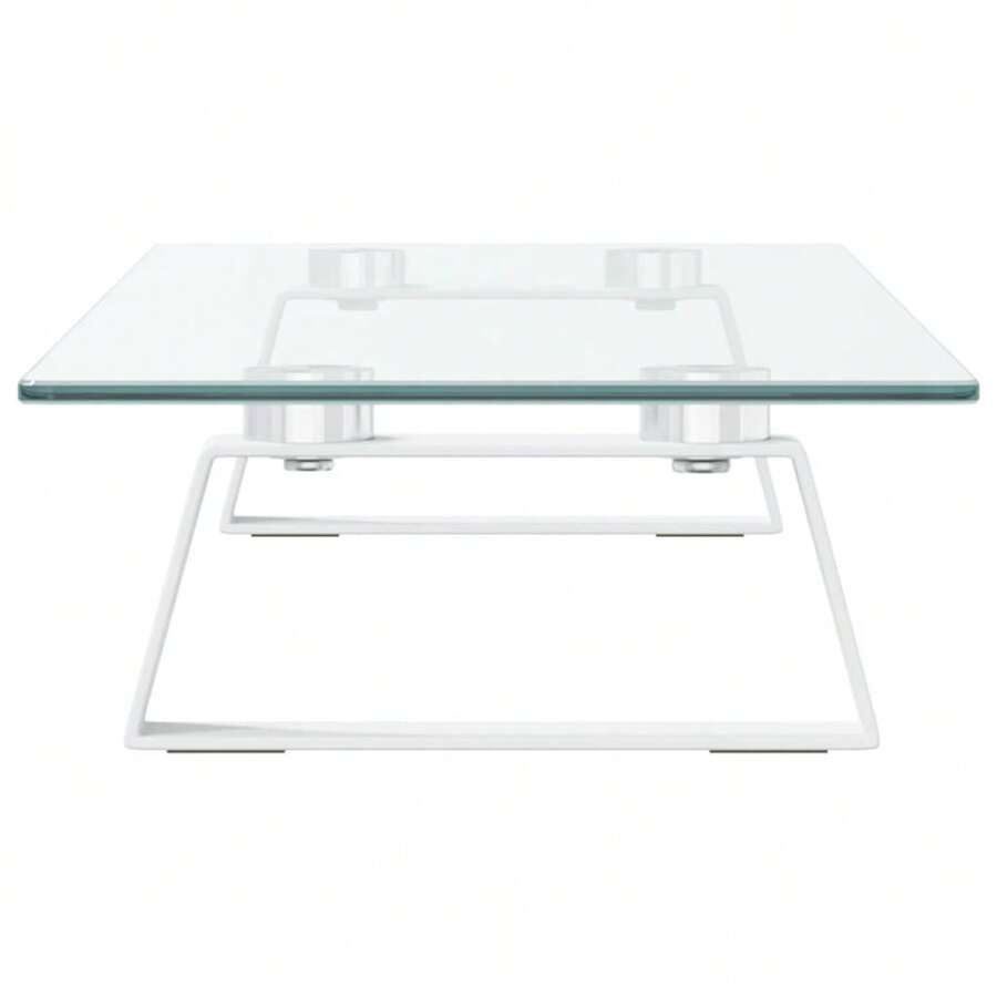 White Tempered Glass Monitor Stand With Metal Support 60x20x8 Cm ...