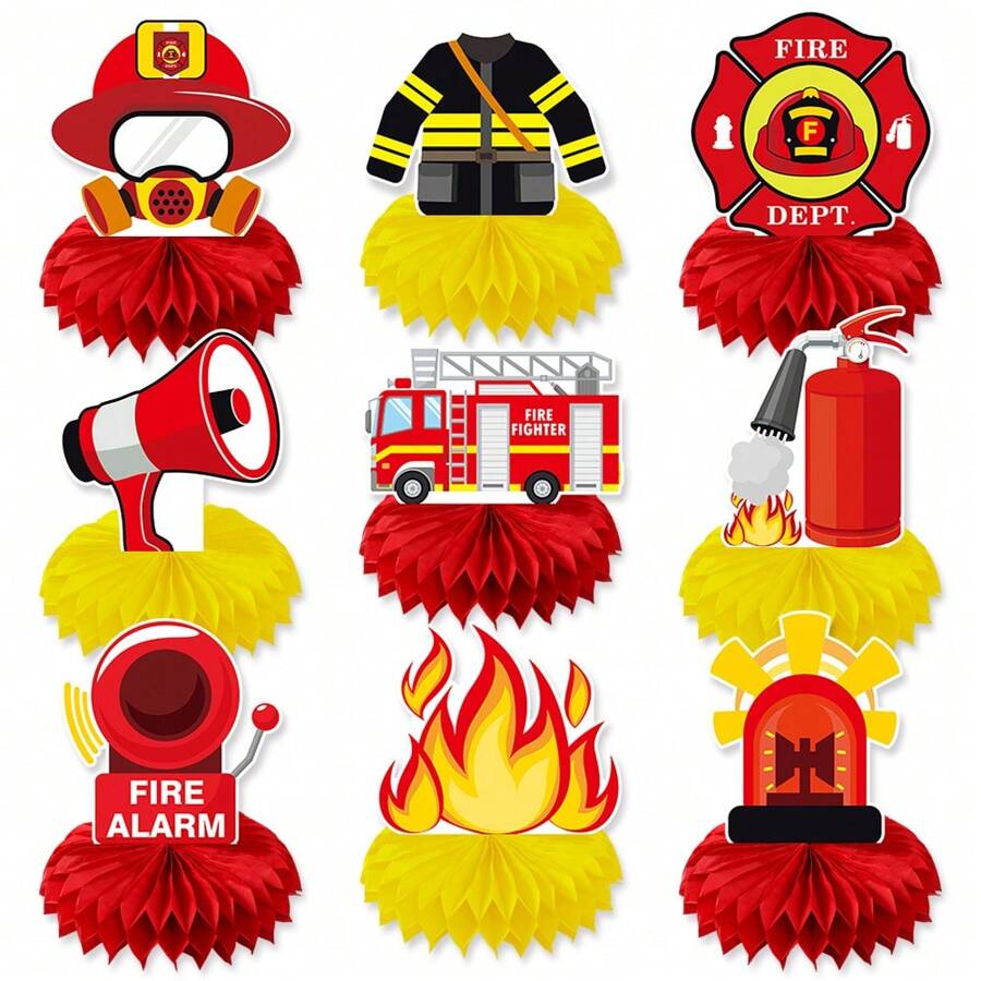 Firefighter Theme Birthday Party Decorations, Honeycomb Centerpieces ...