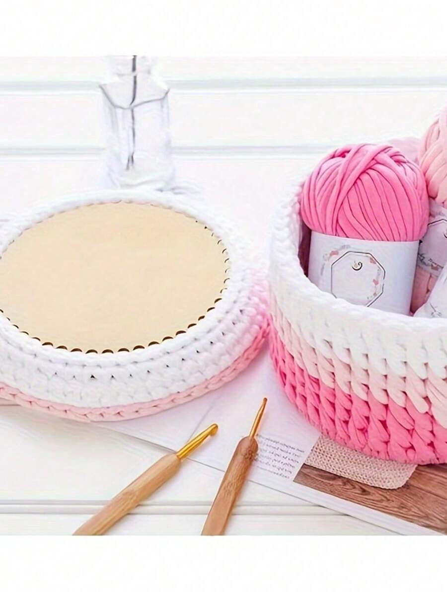 DIY Basket Weaving Supplies Circular Blank Solid Crochet Basket Wood ...