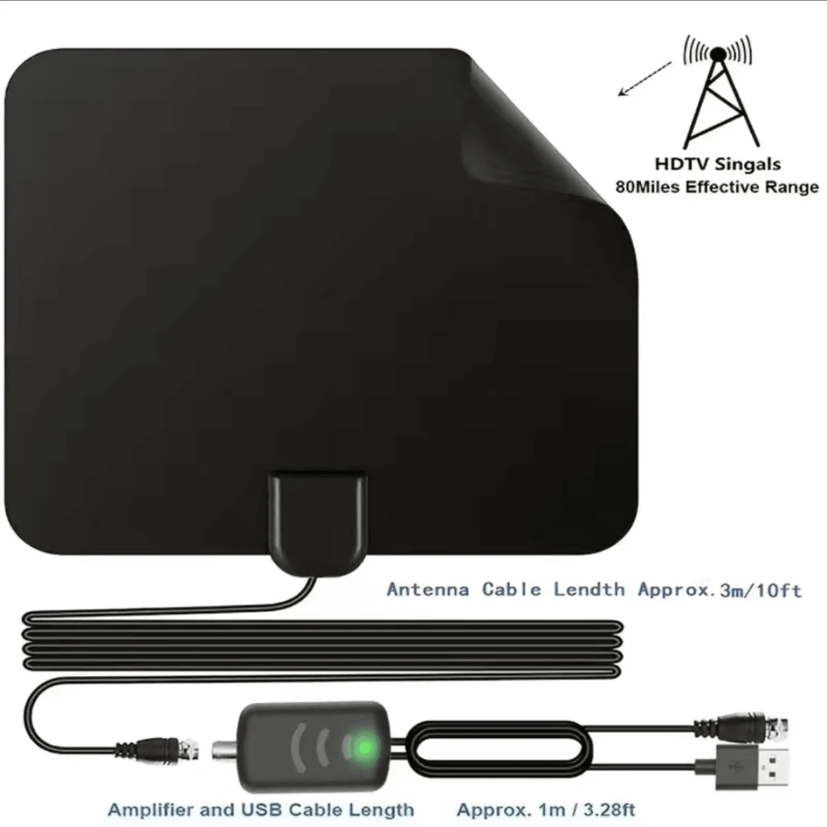 TV Antenna Indoor Digital Amplified Indoor HDTV Antenna 4k 1080p VHF ...