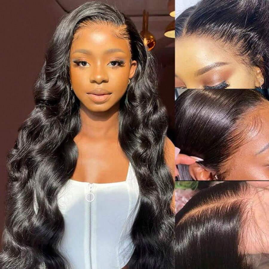 PAZAT Lace Frontal Wig 13x4 Full Frontal Body Wave Human Hair Wigs 180% ...