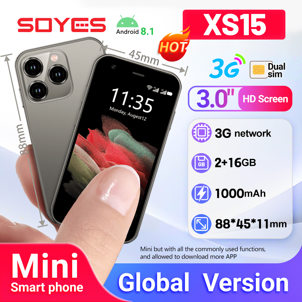 SOYES XS15 Mini SmartPhone בגודל קטן 3.0 אינץ' מסך אנדרואיד 8.1 2GB RAM 16GB ROM Dual SIM ...