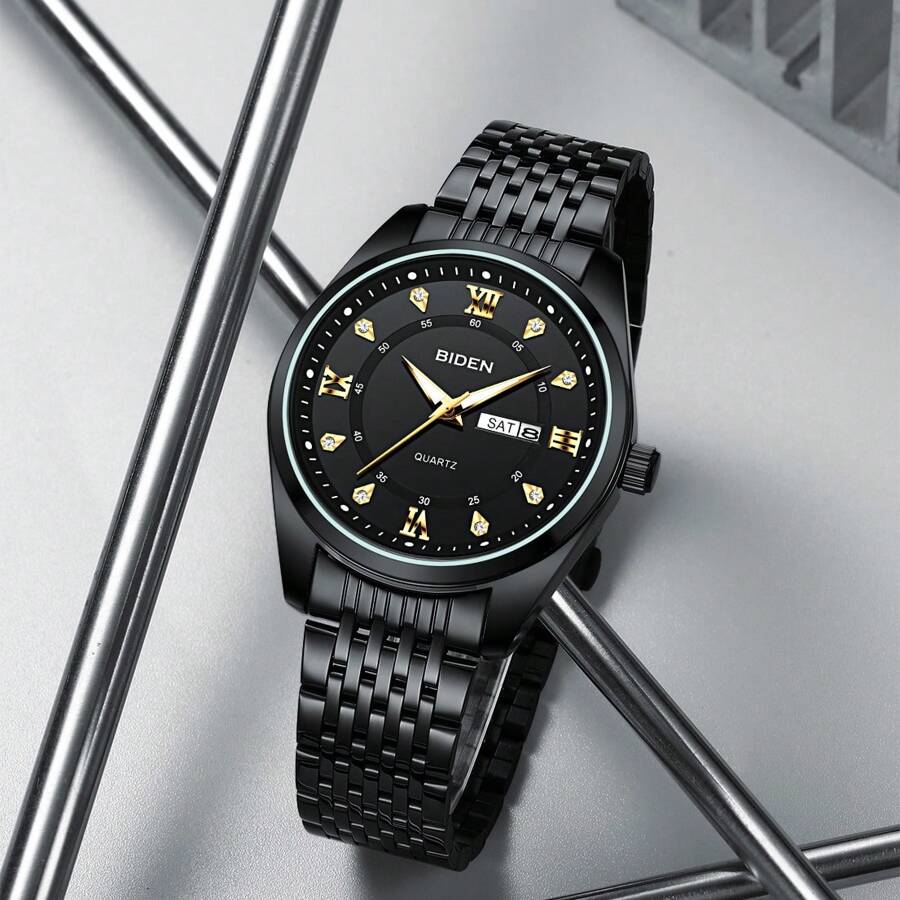 BIDEN Relógio masculino de de alta qualidade, à prova d'água, 30 m, calendário, luz noturna ...
