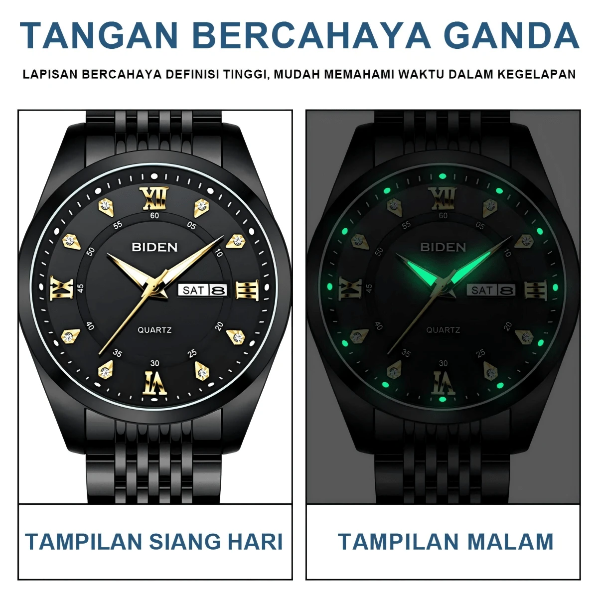 BIDEN High End Business Men's Watch 30M Waterproof Calendar Night Light ...