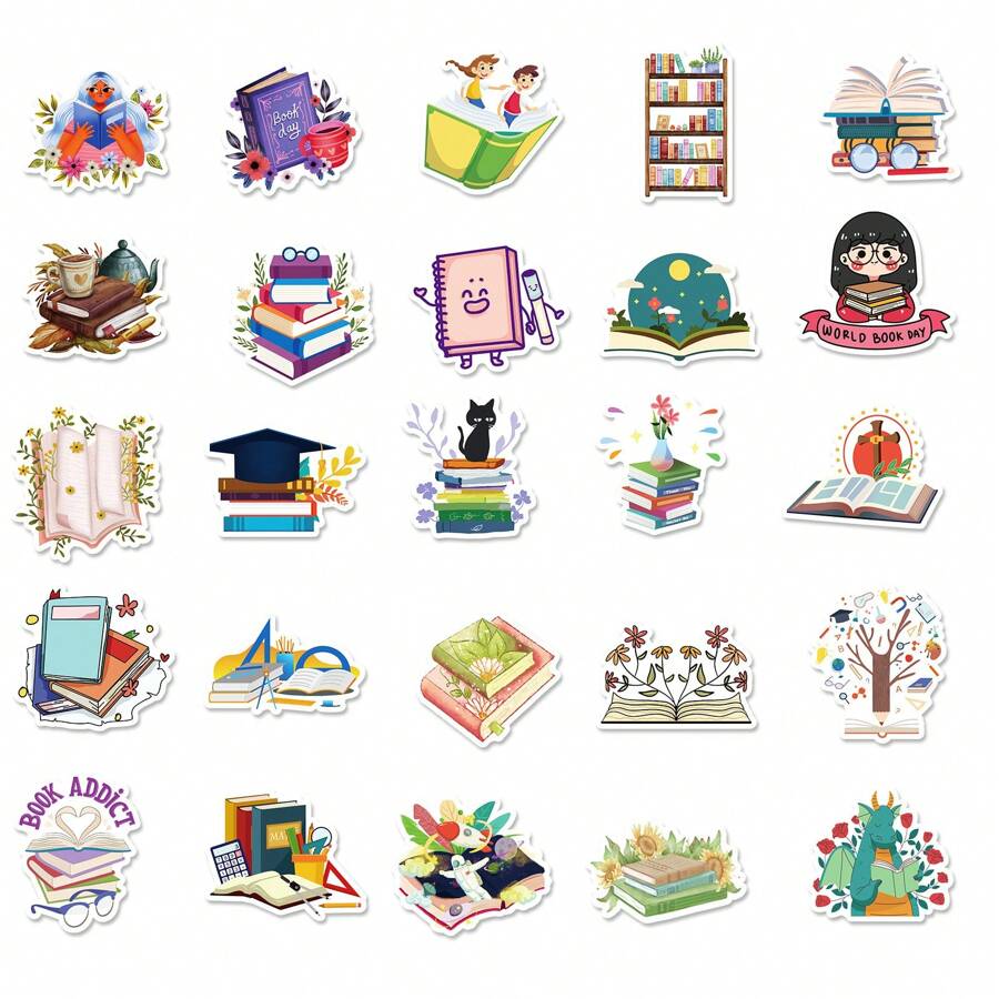 50Pcs Reading Stickers Book Stickers Book Themed Stickers Graffiti ...