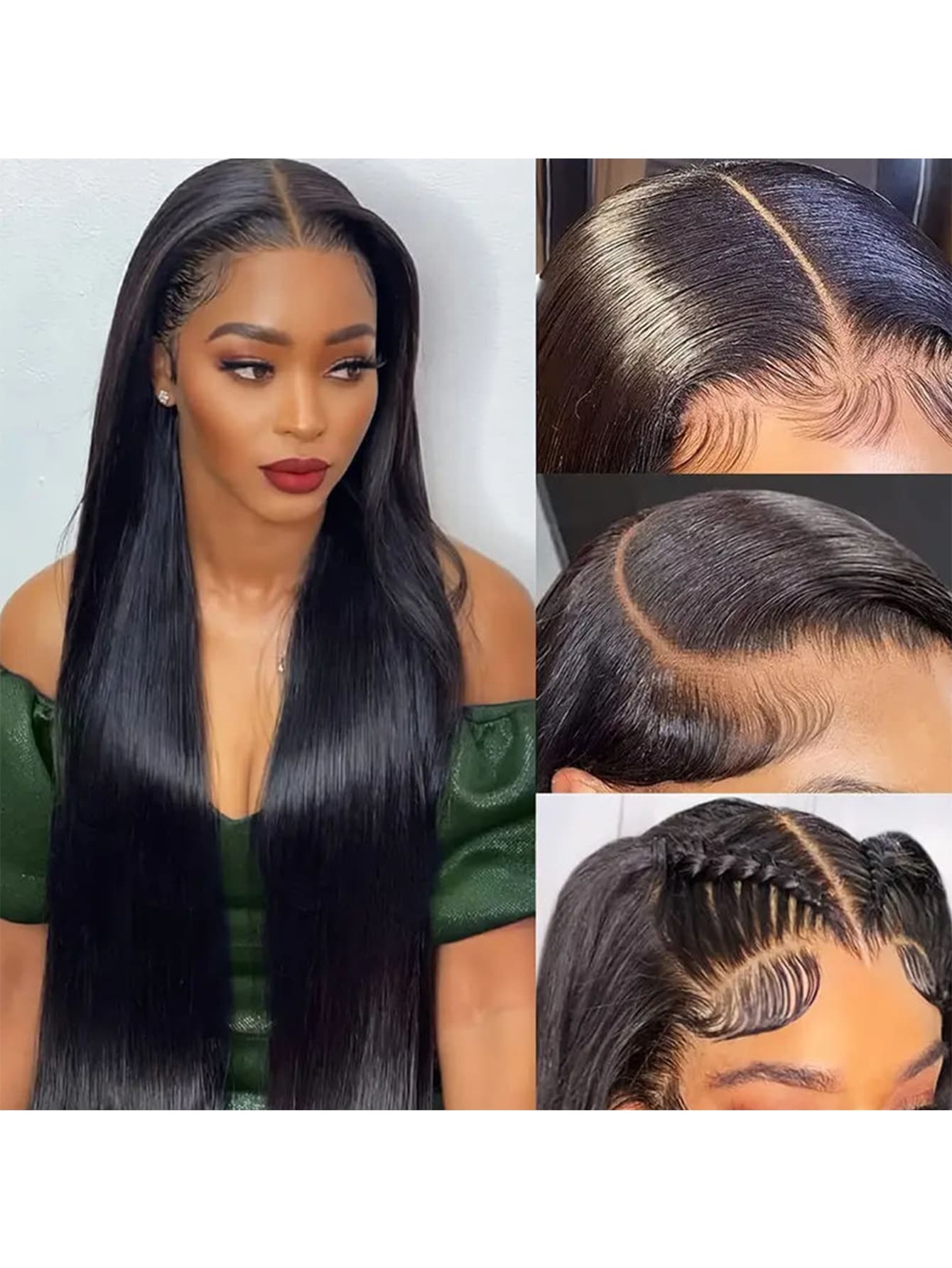 36 Inch 13X4 Lace Sheer Lace Long Straight Human Hair Natural Color ...