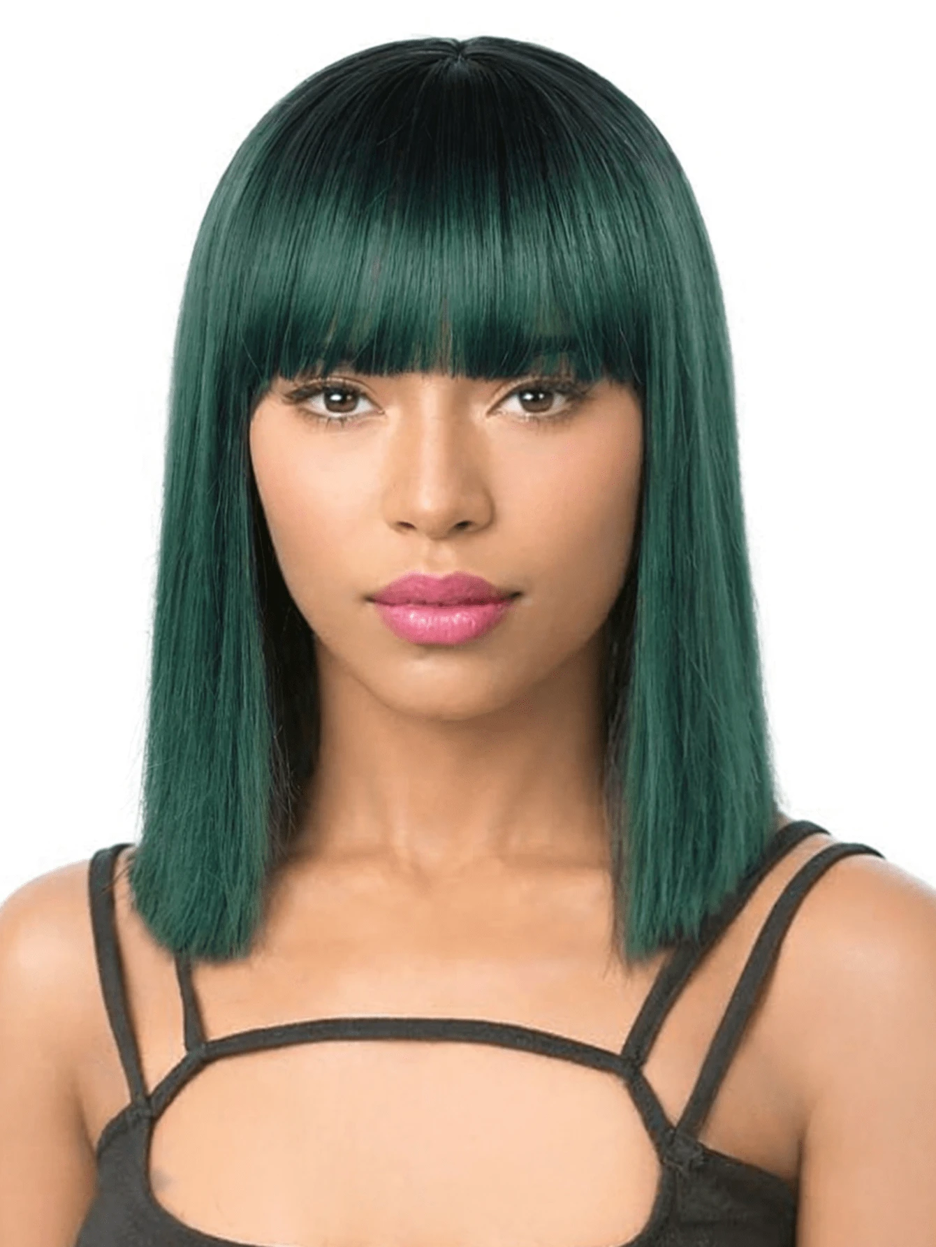 Green Wig With Bangs Straight Green Wigs For Women Heat Resistant ...