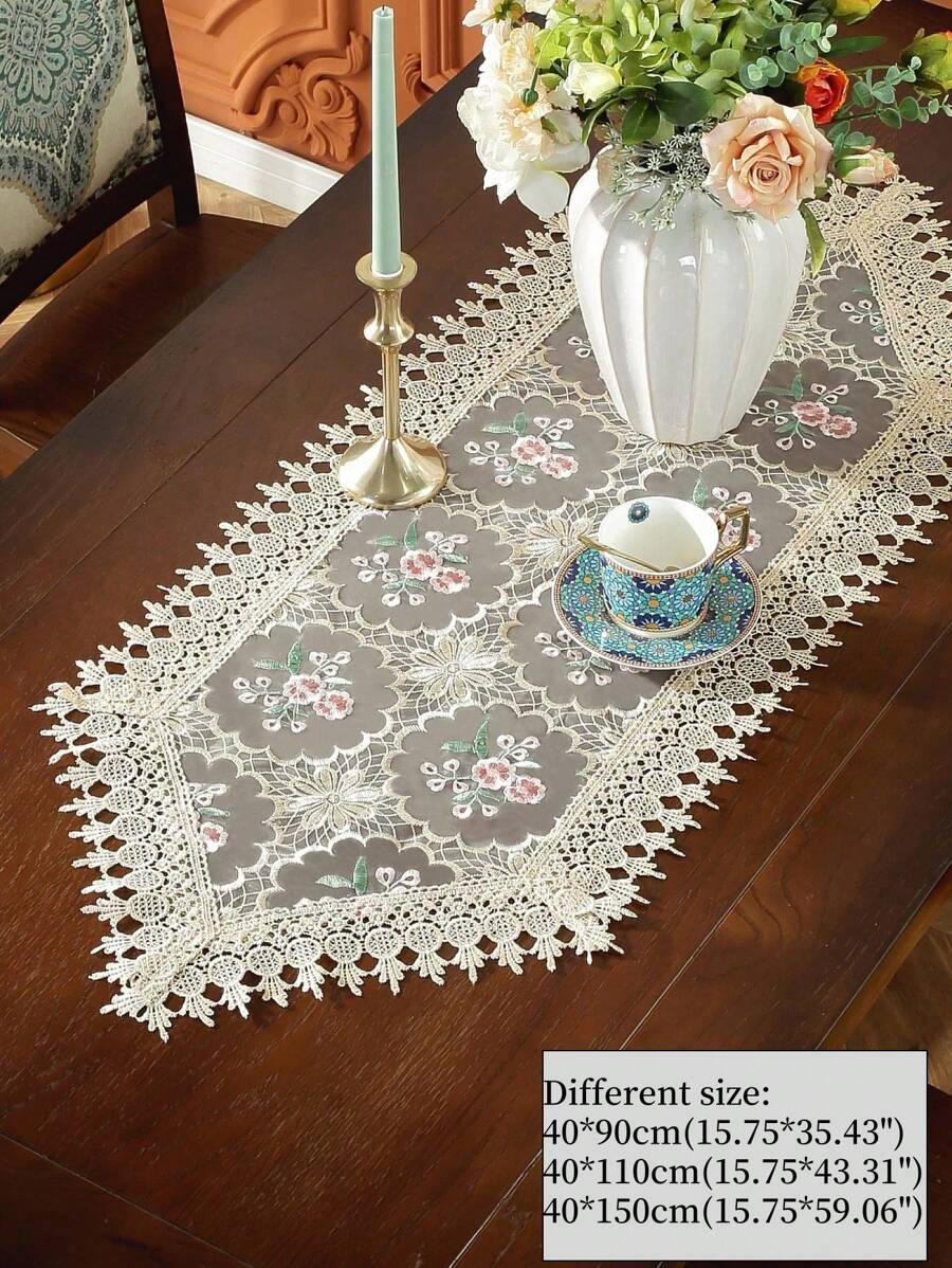 1pc Elegant European Organza Fabric Table Runner With Exquisite ...