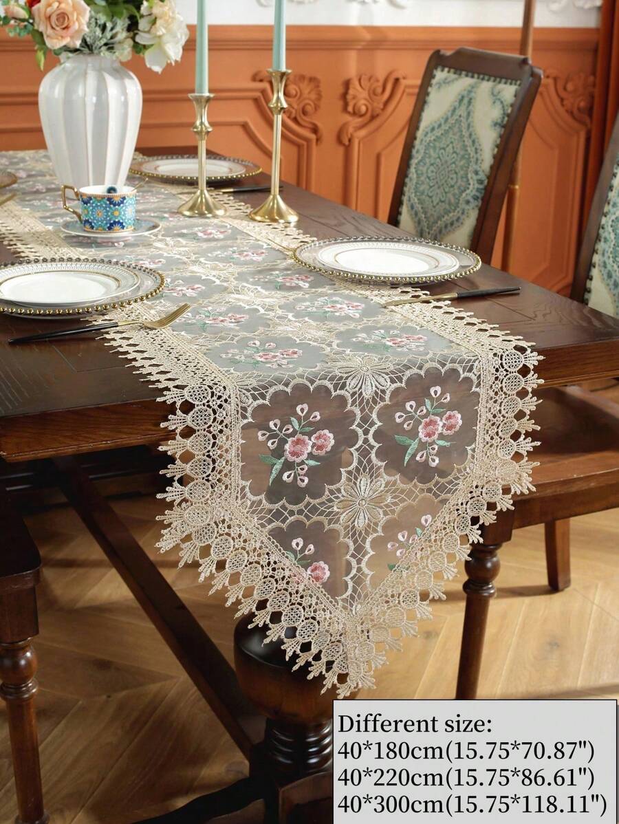 1pc Elegant European Organza Fabric Table Runner With Exquisite ...