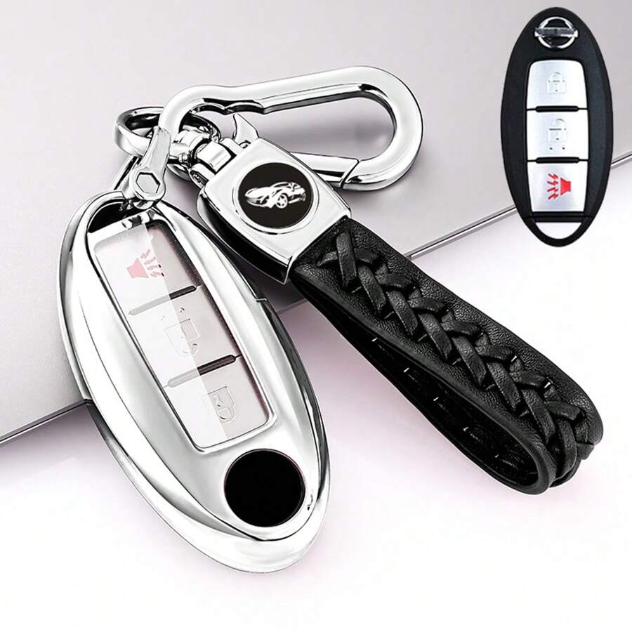 For Nissan Key Fob Cover With Leather Keychain Soft TPU 360 Degree ...
