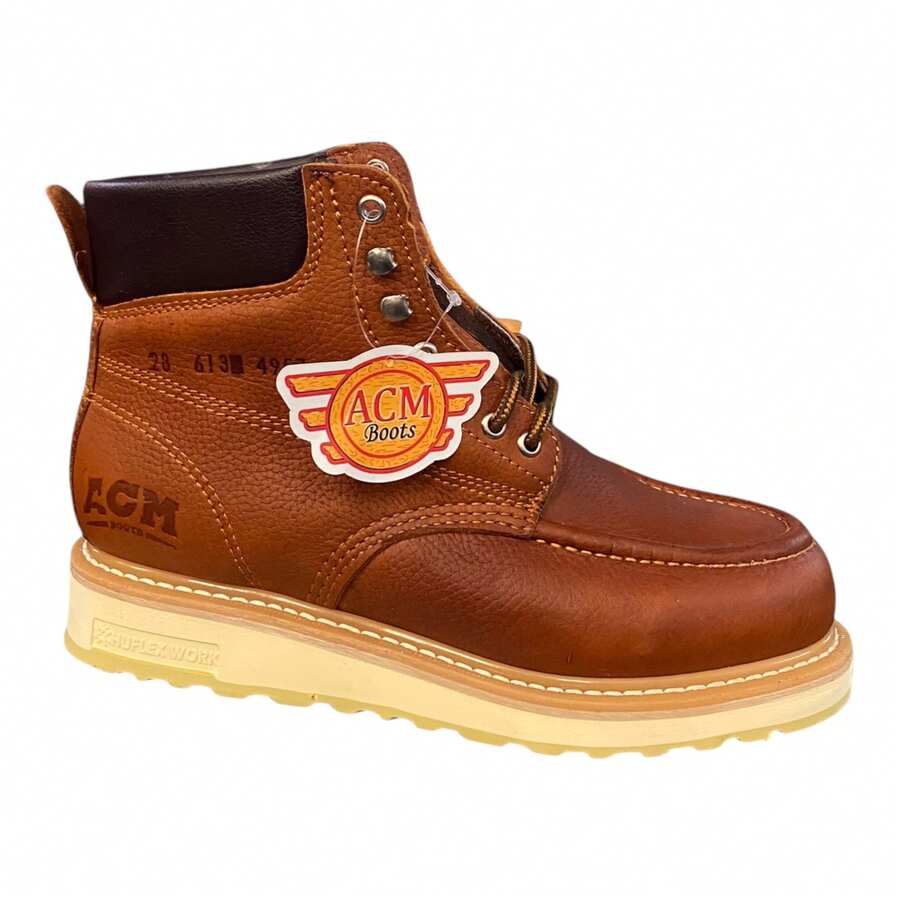WORK BOOT WITH STEEL HELMET ACM BRAND GENUINE LEATHER ROBLE FLOTHER ...