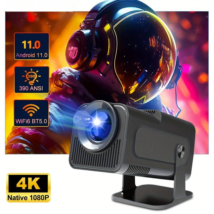 HY320 Mini Projector Upgrade 4K Android 11 WiFi 6 BT 5.0 Allwinner H713 ...