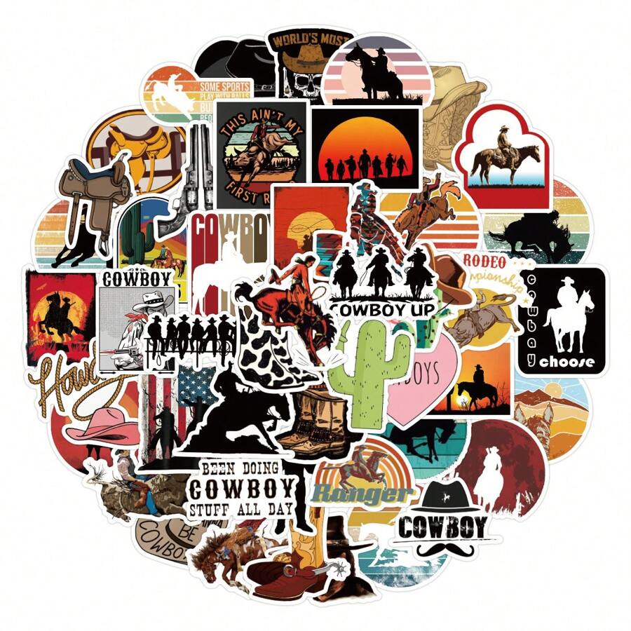 50PCS Cowboy Western Stickers Vinyl Aesthetics Stickers For ...
