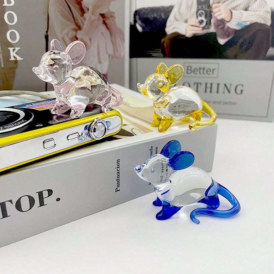 1pc Crystal Mouse Figurine, Zodiac Rat Birthday Gift, Living Room Feng ...