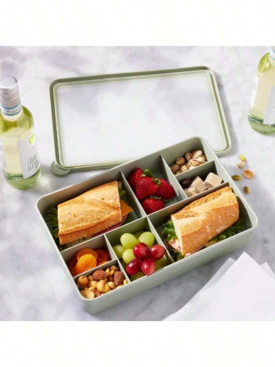 8 Compartment Large Plastic Snack Bento Box Sage Green | SHEIN USA