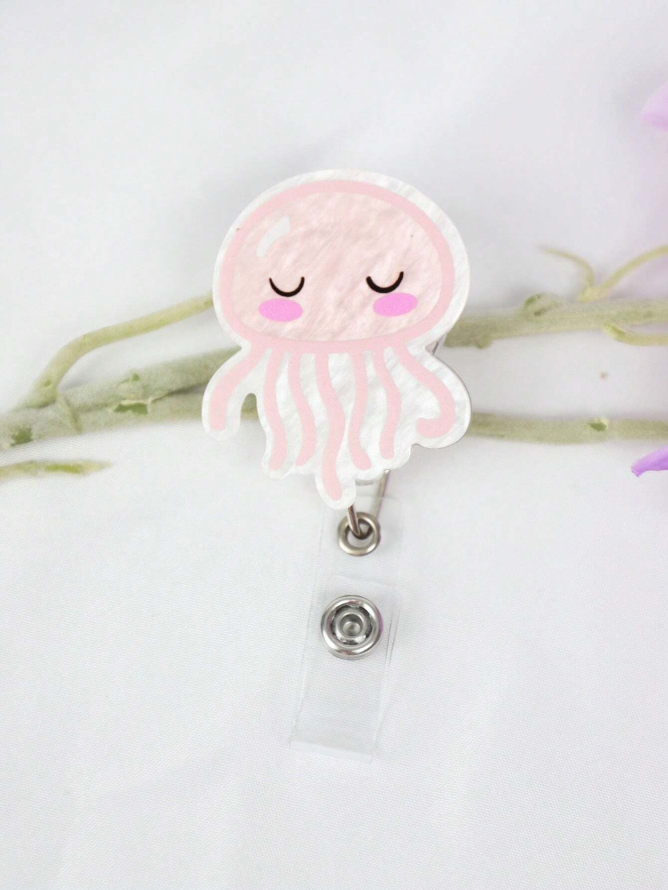 1PC Cute Ocean Series Jellyfish Retractable Acrylic ID Badge Holders ...
