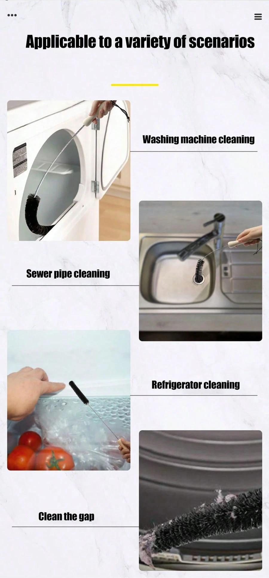 Two Multi-Function Pipe Brushes Long Handle Multi-Function Cleaning ...