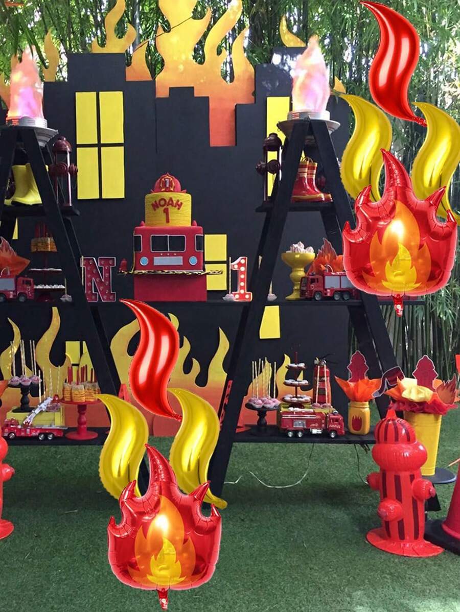 12 Pcs Fire Balloons And Flame Balloons Aluminum Foil Fire Decorations ...