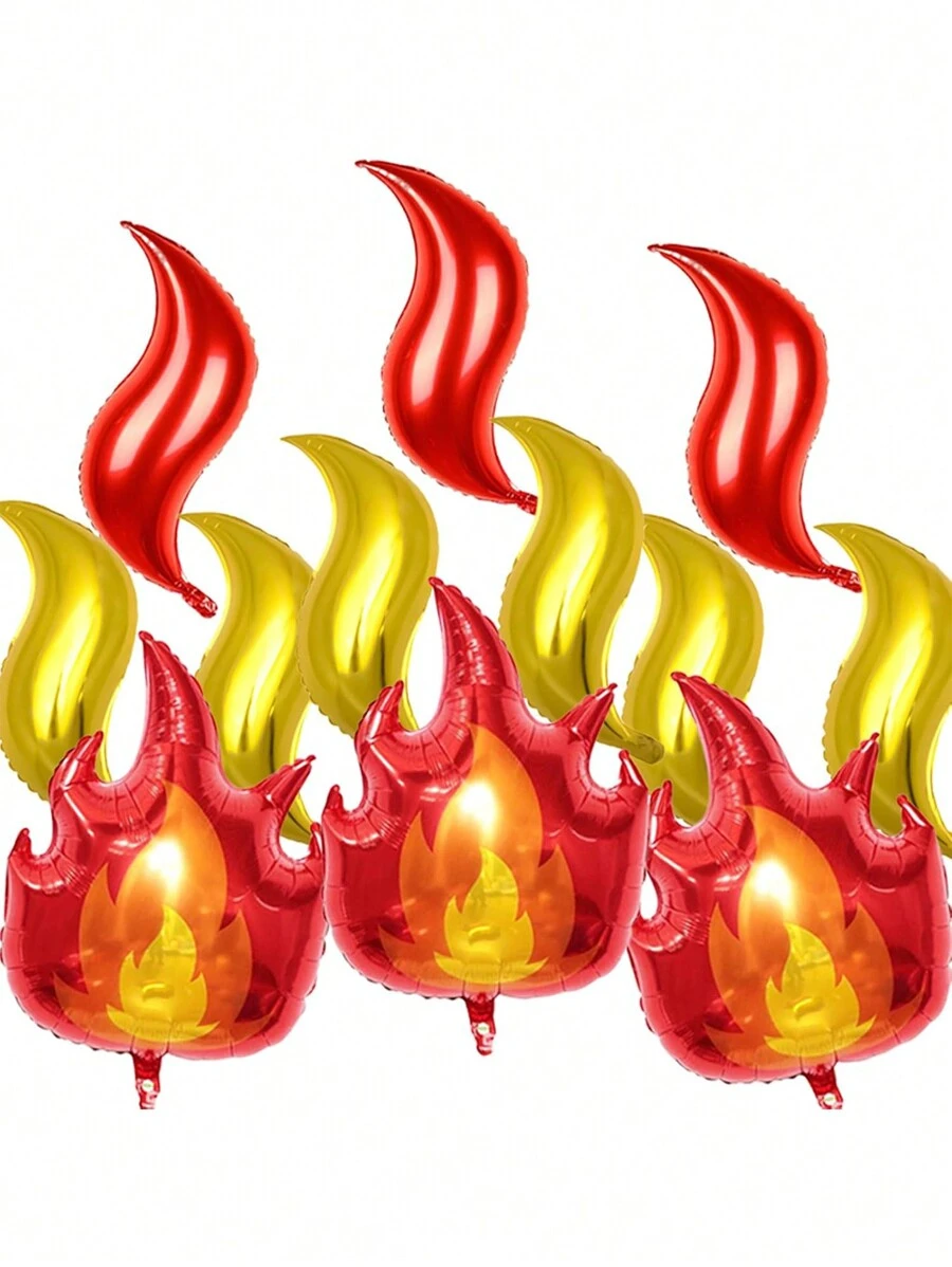 12 Pcs Fire Balloons And Flame Balloons Aluminum Foil Fire Decorations ...