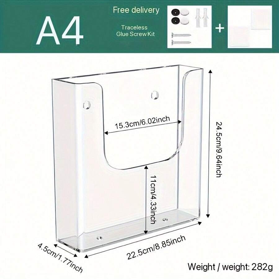 1pc High Transparent Acrylic Wall Mounted File Organizer Box, Large ...