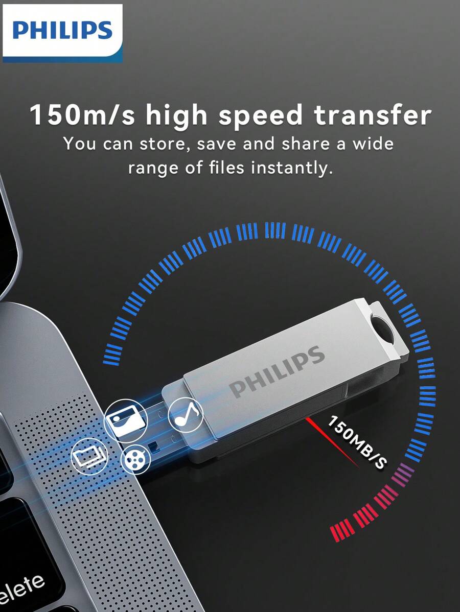 PHILIPS PHILIPS 64GB USB Flash Drive USB 2.0 Thumb Drives Jump Drive ...