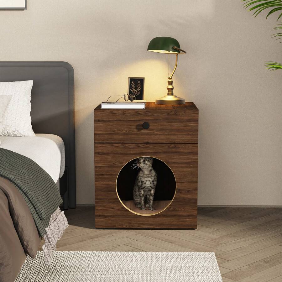 Wood Bedside Table Cat House | SHEIN USA