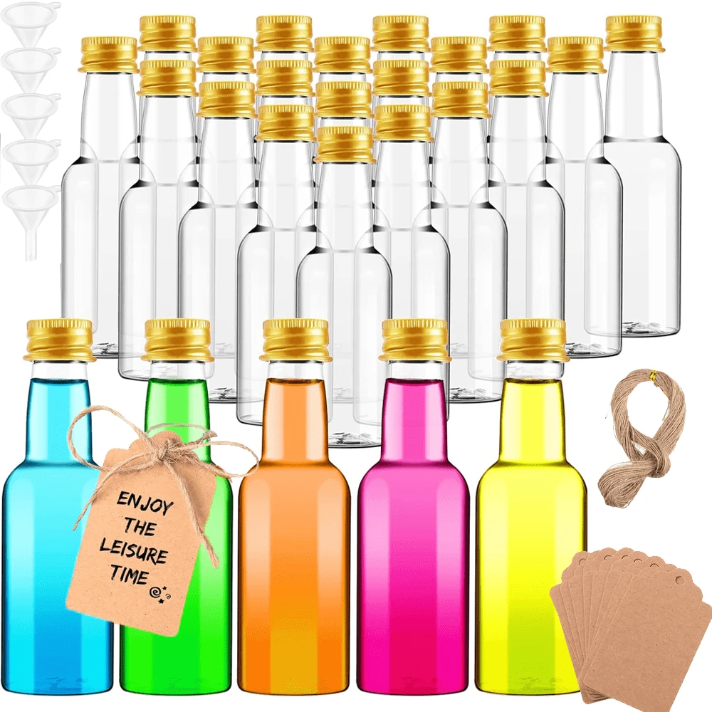 25 Pacotes 50ml Mini Garrafas de Bebida, Garrafas de Álcool de Plástico ...
