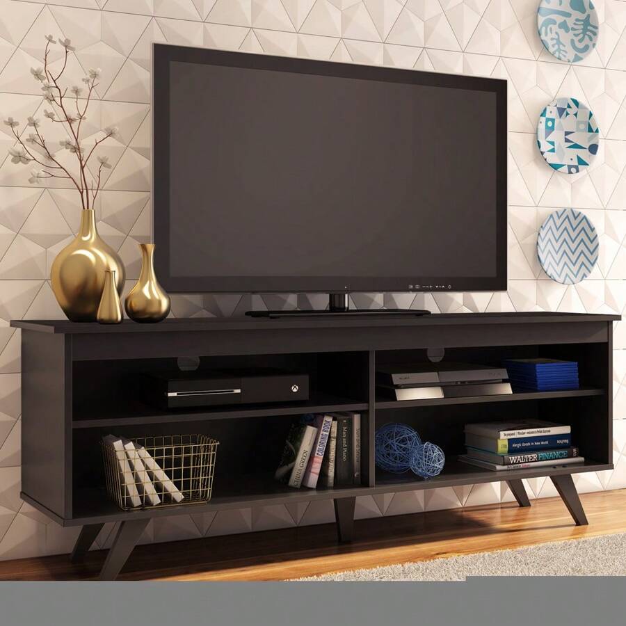 Madesa TV Stand Entertainment Center With 4 Shelves And Cable ...