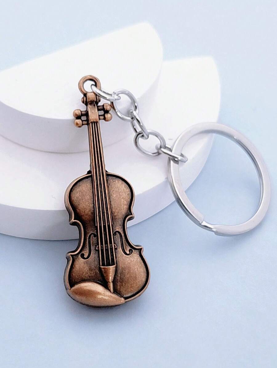 1pc Vintage Guitar & Violin Metal Keychain, Creative Personality Key ...