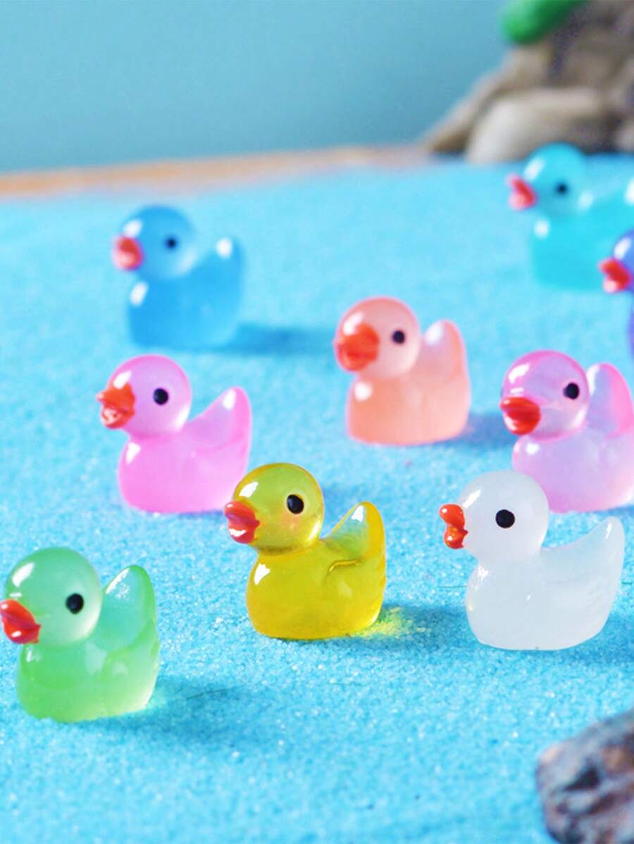 30/100PCS Luminous Tiny Ducks Mini Resin Ducks Miniature Duck Figures ...