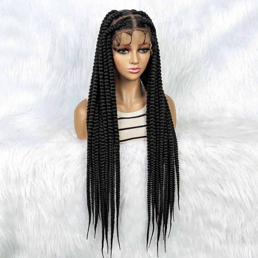 XL Size Synthetic Braided Wig For Women, Lace Front Wig With Extra ...