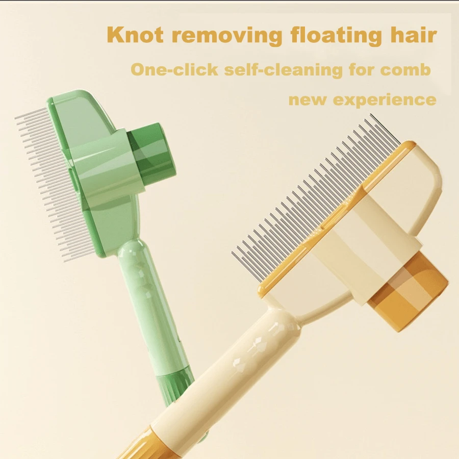 1 Self-Cleaning Pet Grooming Brush, Cat Comb With Knot Remover, Flea ...