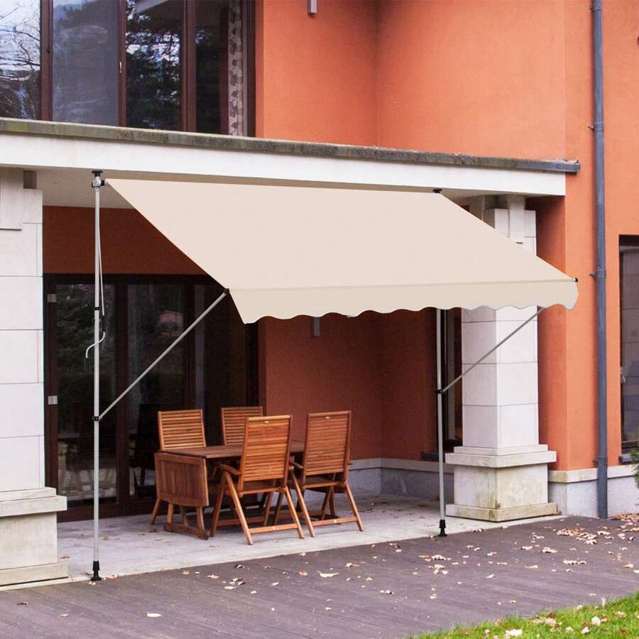 Outsunny Balcony 3 X 1.5m Manual Adjustable Awning DIY Patio Clamp ...
