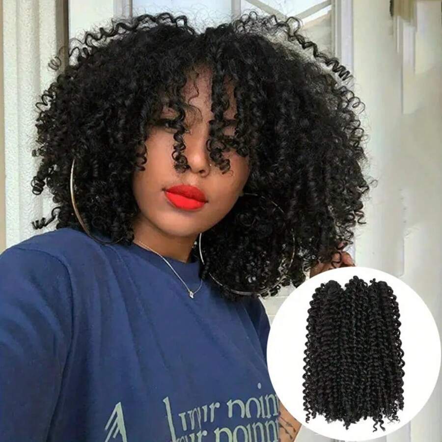 Afro Kinky Jerry Curl Crochet Hair 10 Inch Natural Black Deep Wave ...