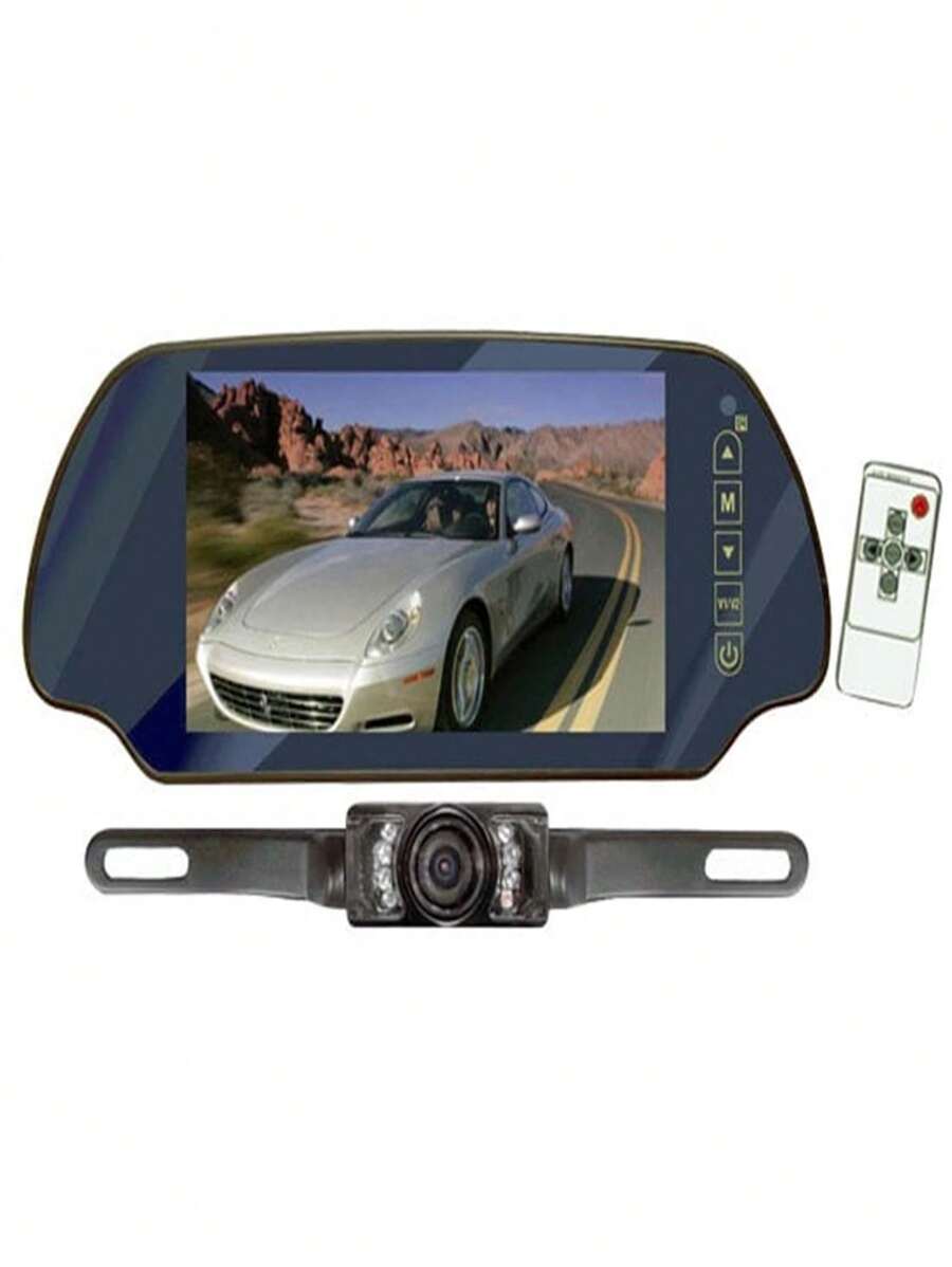 7 In. TFT Mirror Monitor With License Plate Mount Rear View Night ...