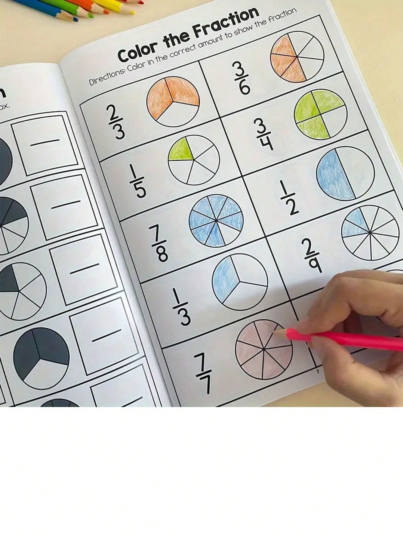 28-Page Mathematics Fraction Learning & Practice Workbook, Fraction ...