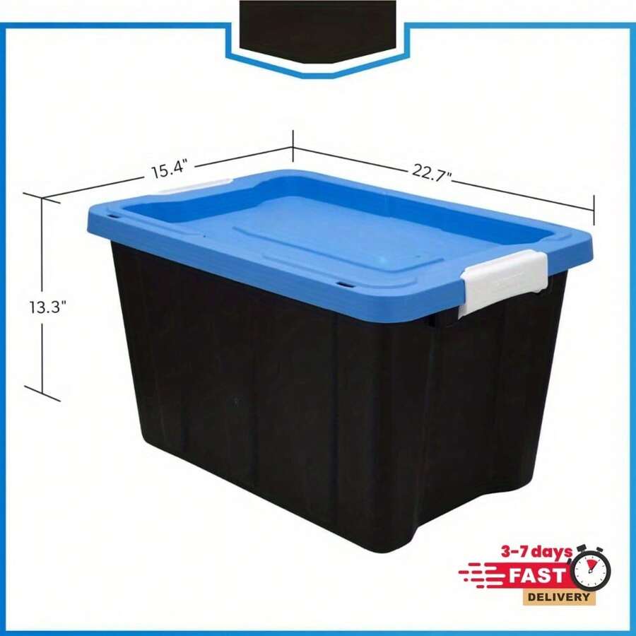 12 Gallon Heavy Duty Latching Plastic Storage Bin Container, Black ...
