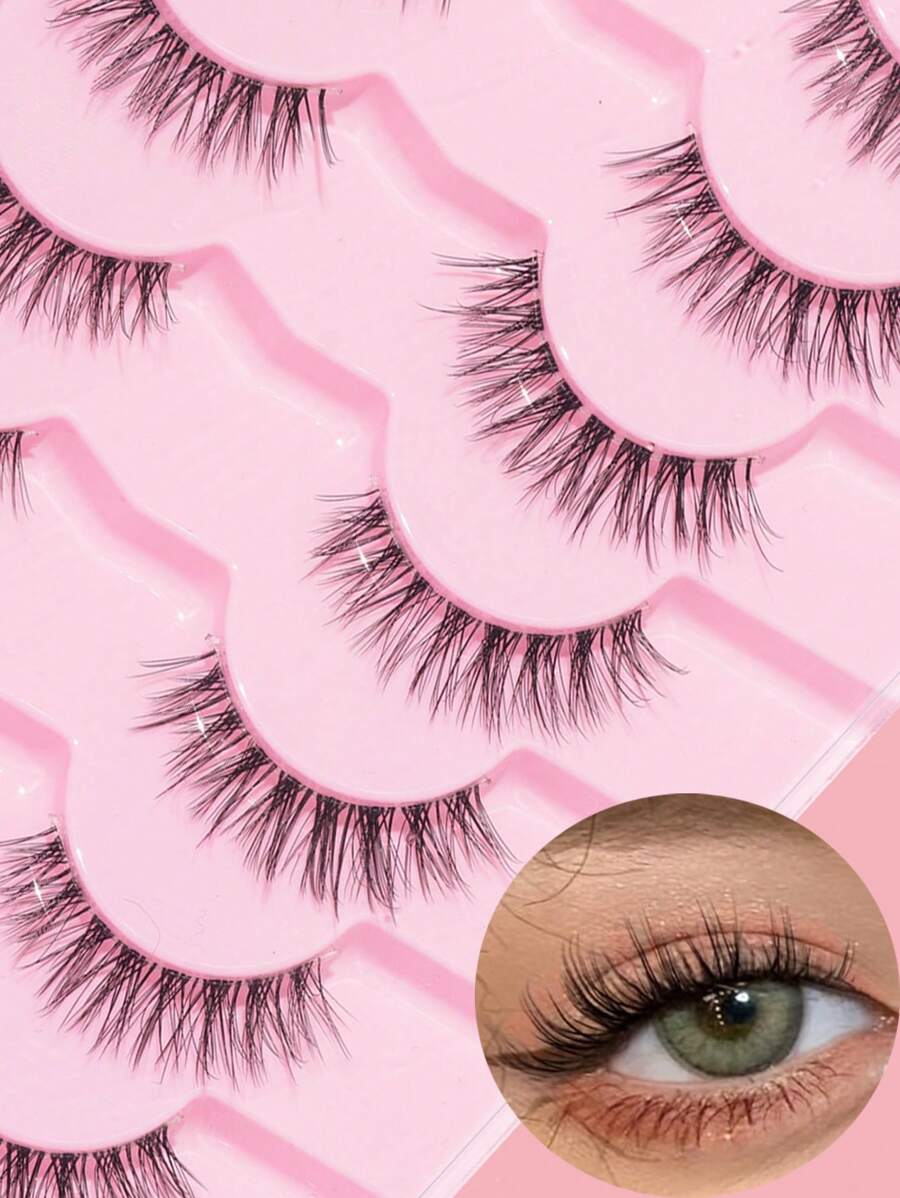 7 Pairs Hypoallergenic Natural Long Flare Fish Tail False Eyelashes ...