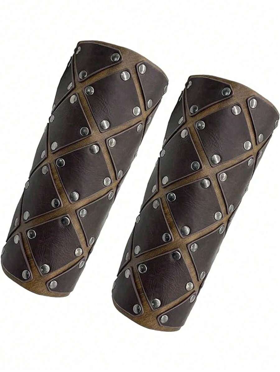 1pc Medieval Brigandine Arm Guards, Mercenary Faux Leather Gauntlet ...