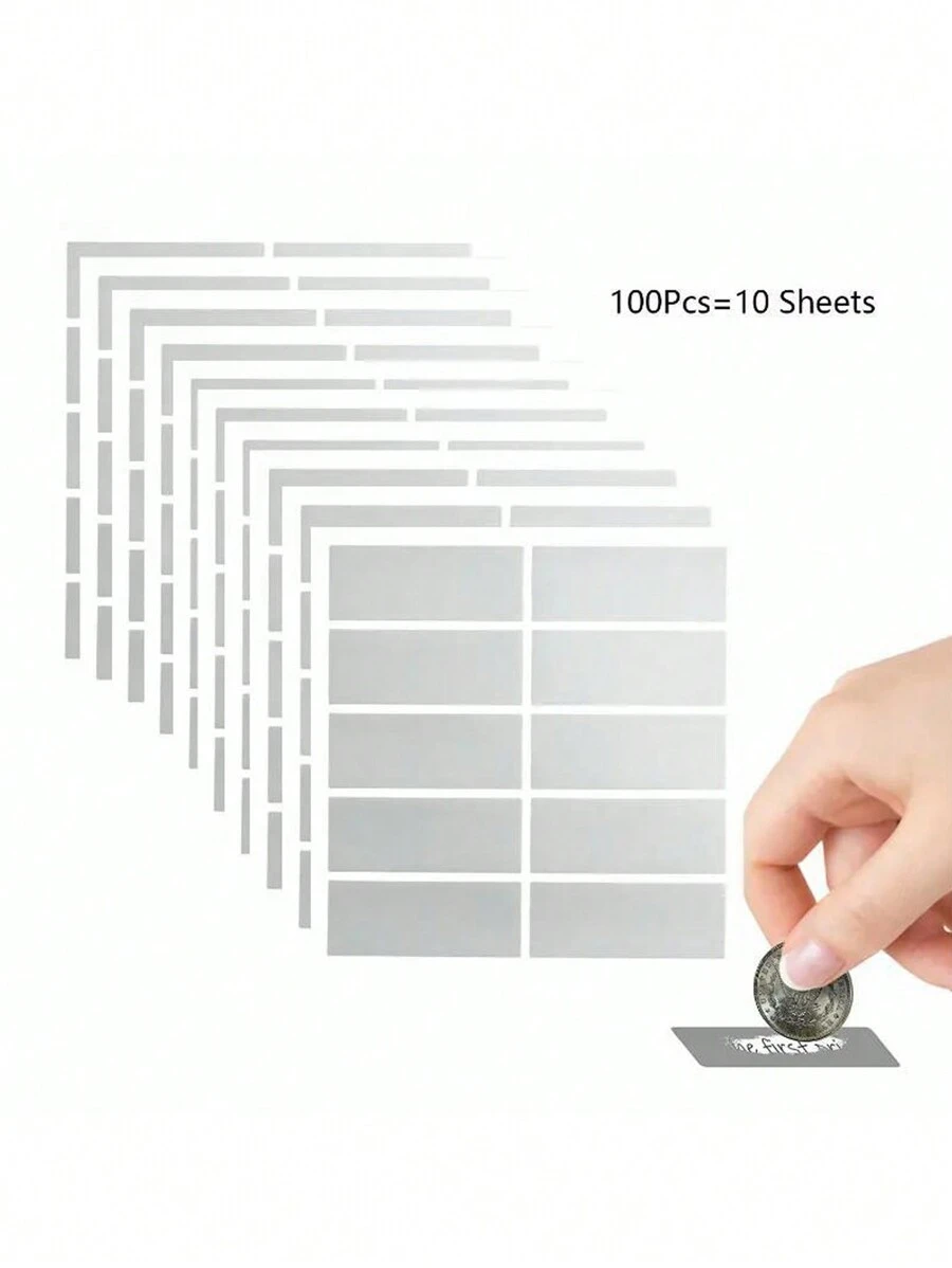 100pcs Grey Rectangular Scratch Off Labels, Dimensions: 4.8cm X 1.5cm ...