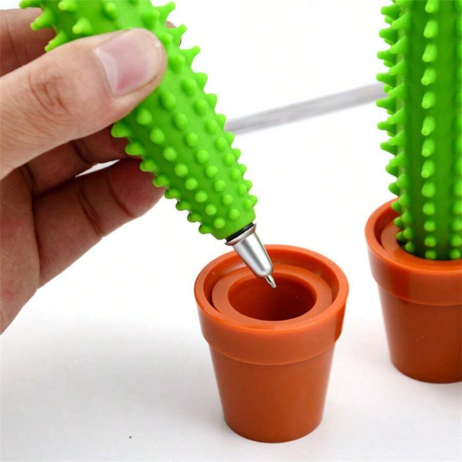 2pcs Creative Cactus Decorative Ball Pen, Cute Soft Rubber Plant Pen ...