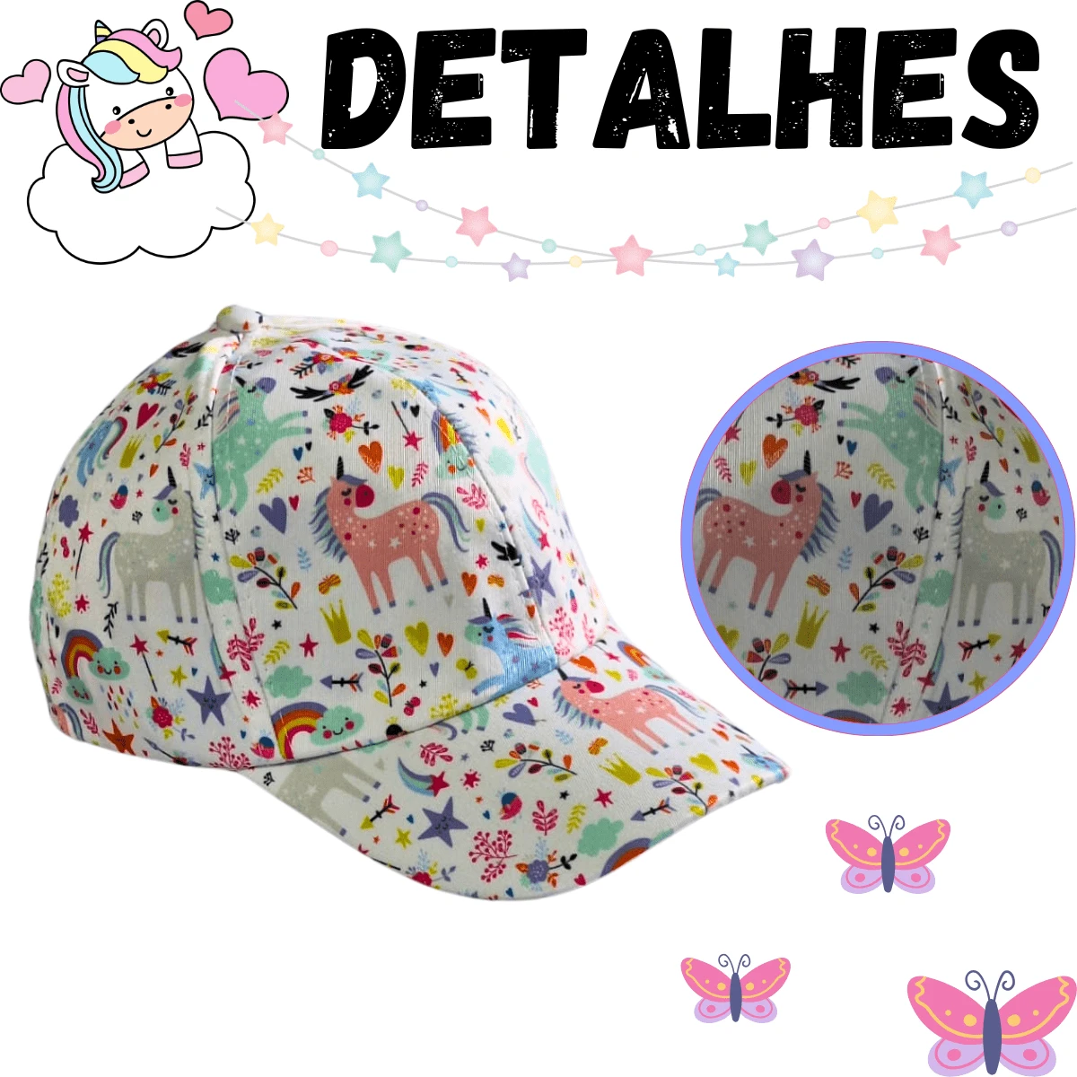 Children's Cap Unicorn Character Adjustable Straight Brim Premium ...