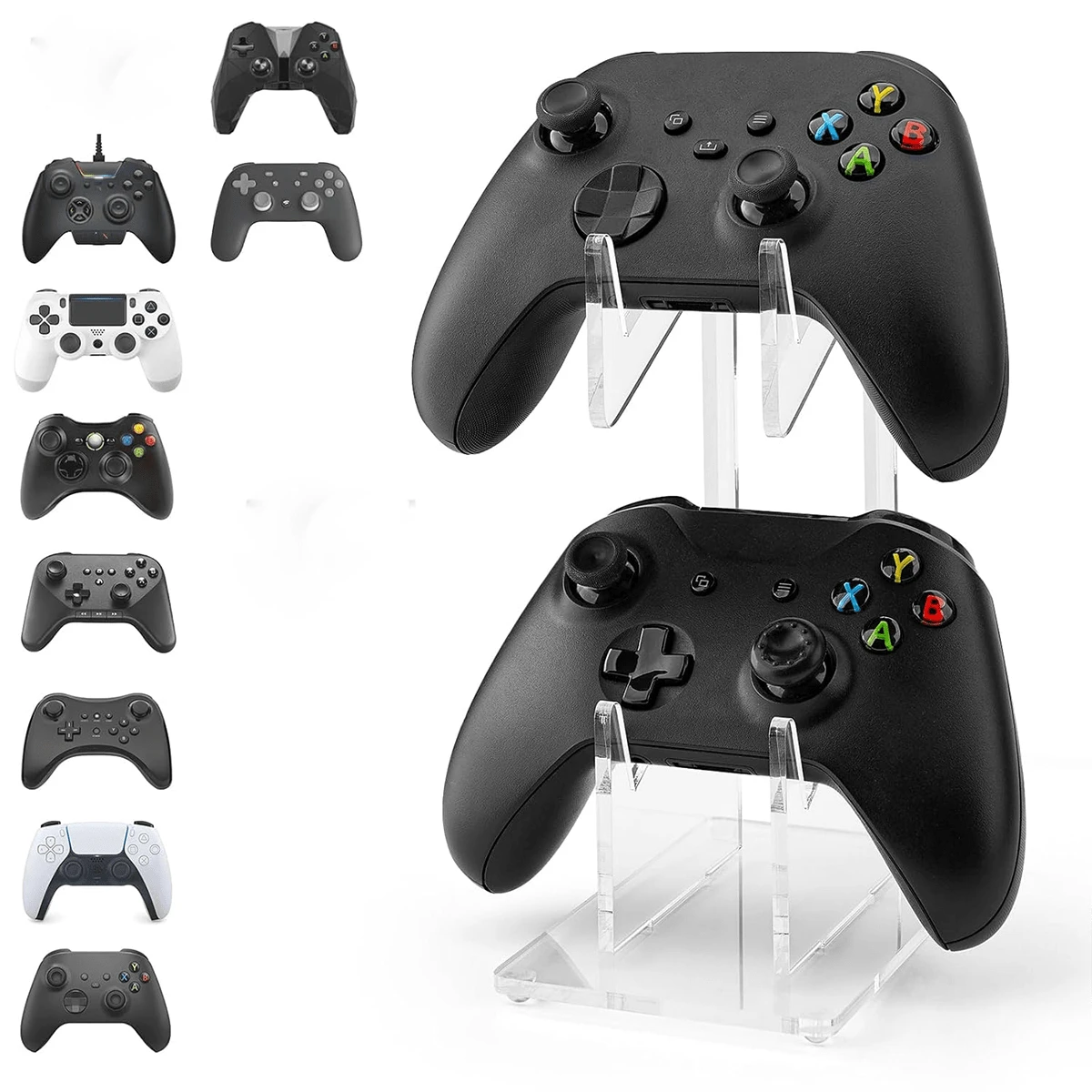 Game Controller Stand 2 Layers Universal Dual Controller Stand Headphone Stand Acrylic White