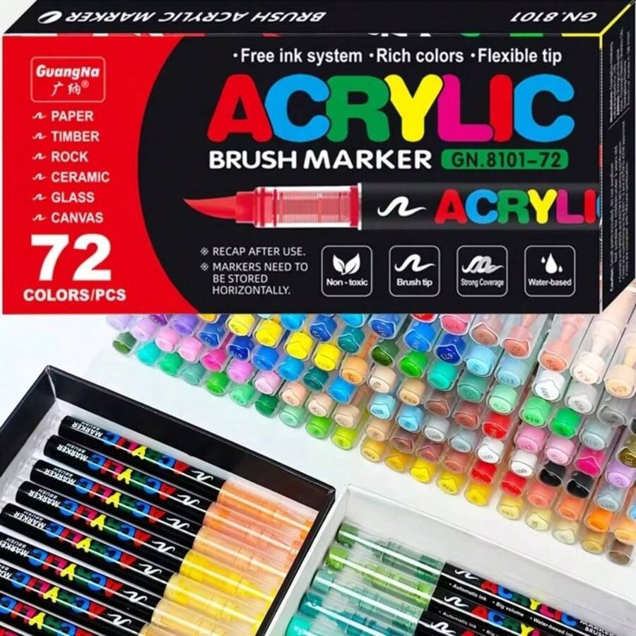 120 Colors Acrylic Paint Pens Markers Brush Tip Paint Markers For Rock ...