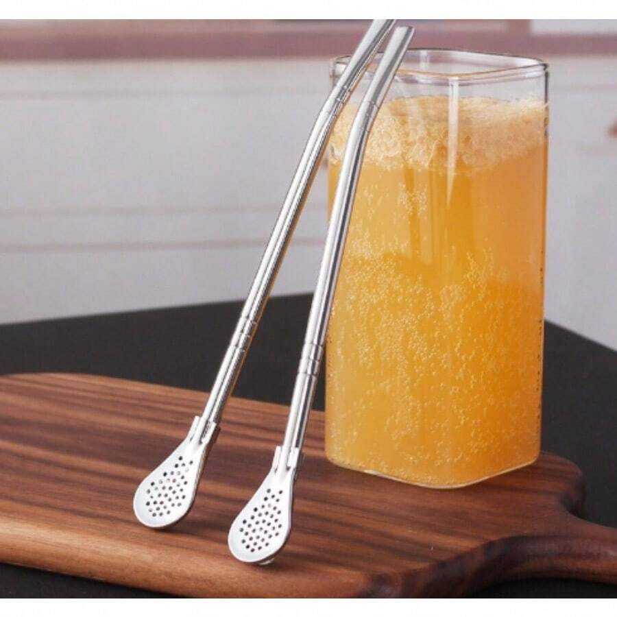 Stainless Steel Tea Drinking Straws Spoon Yerba Mate Tea Filter ...