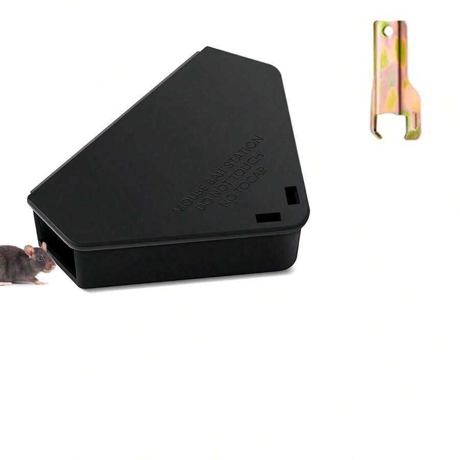 HC2112 Plastic Triangular Mouse Box, Black With Metal Key, Mouse Box ...